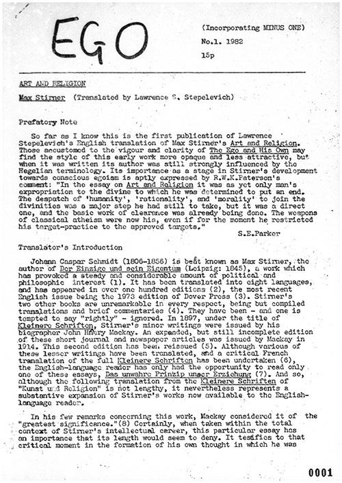 EGO (1982) – Union Of Egoists